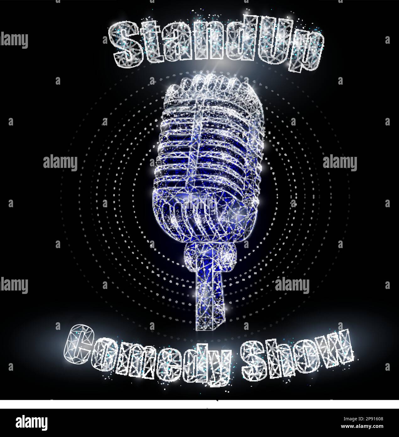 Stand up comedy show sign, vector polygonal art style illustration ...