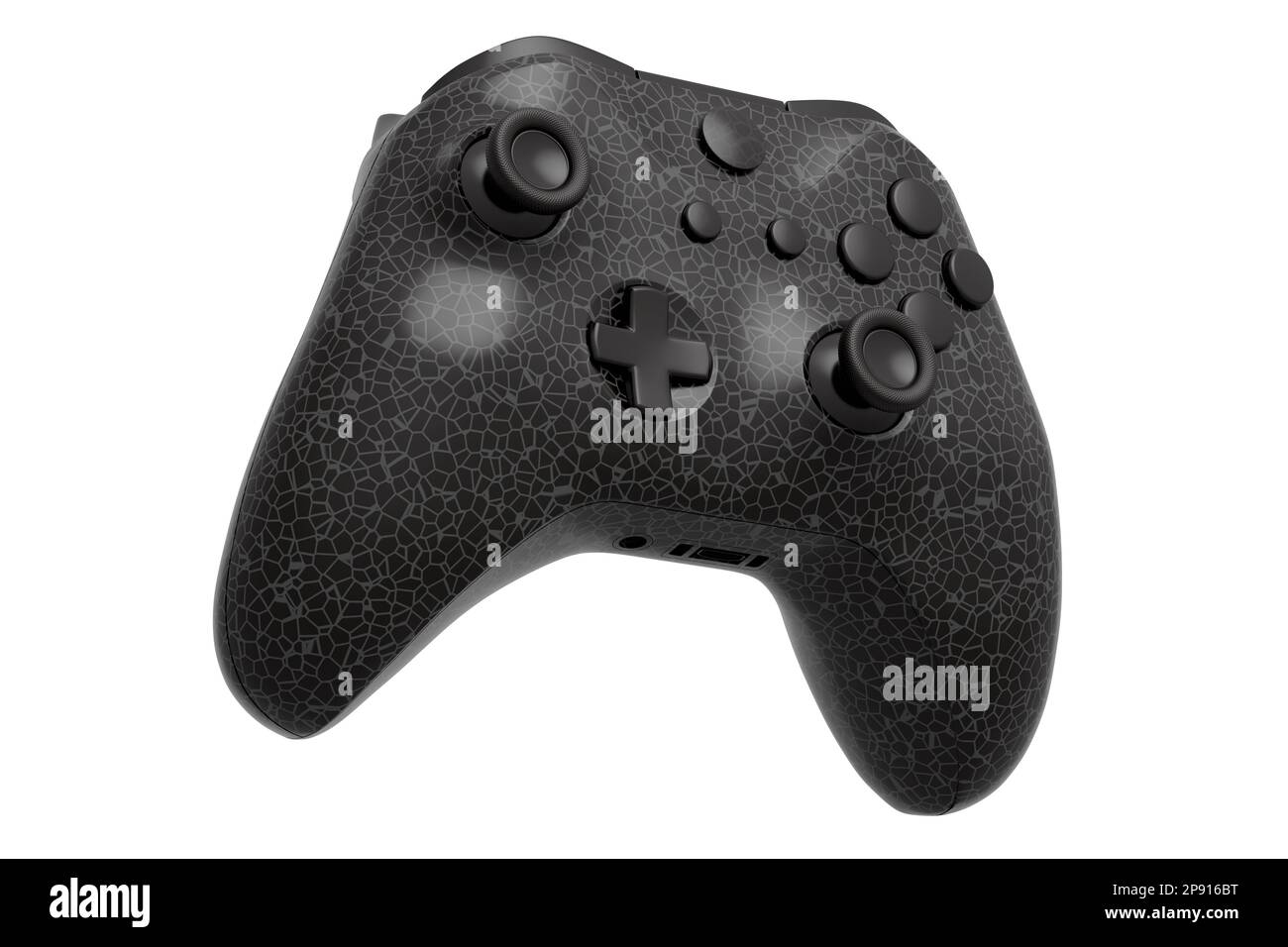 Realistic video game joystick with black chrome texture isolated on ...