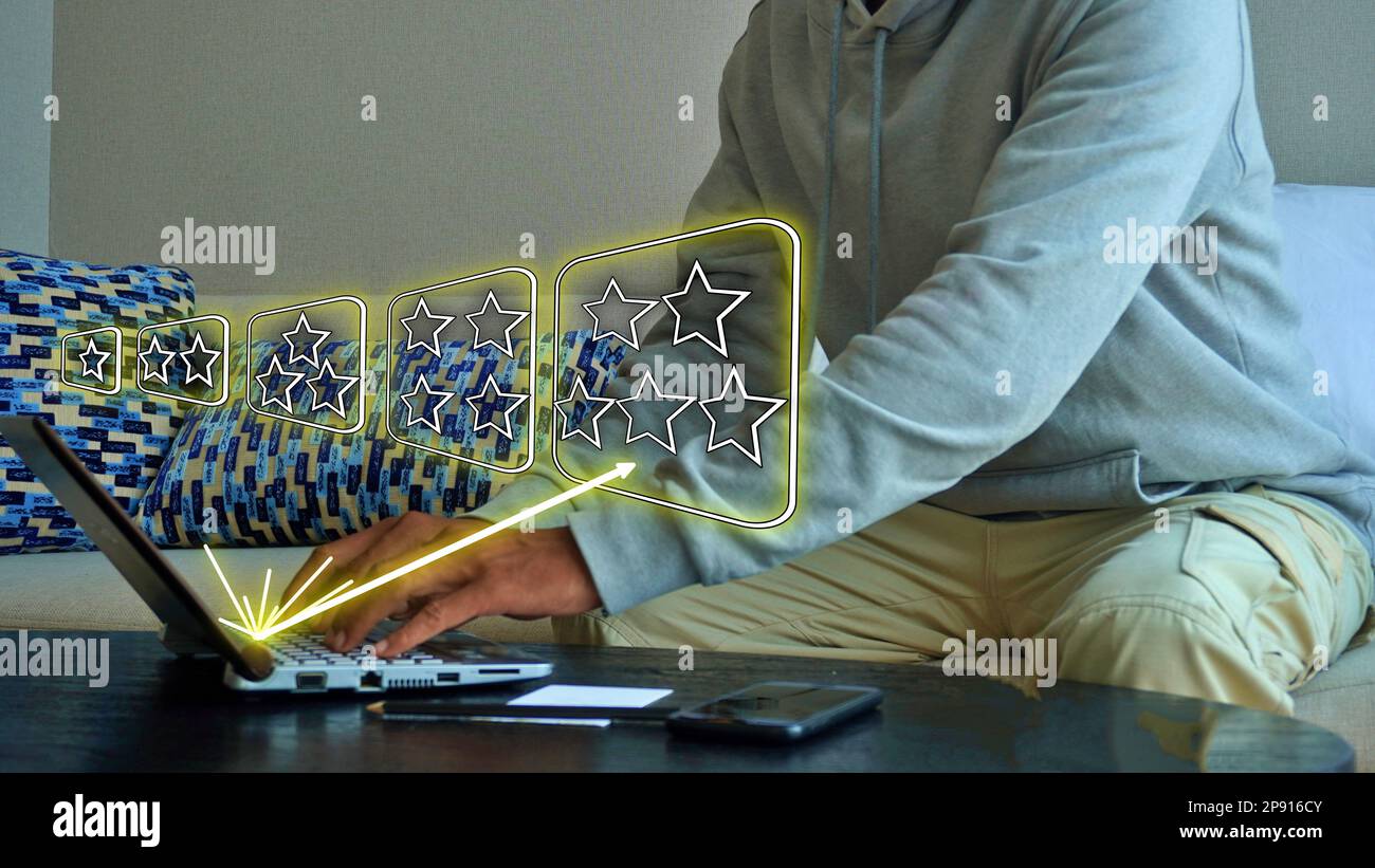 Illustration Business concept idea customer satisfaction rating star ...