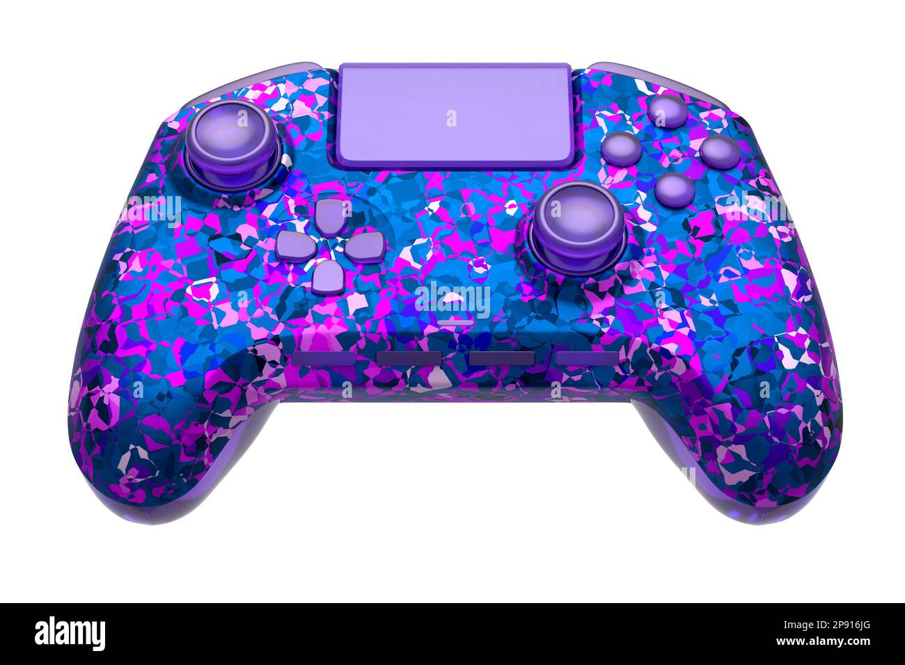 Realistic video game joystick with mosaic seamless pattern on white ...