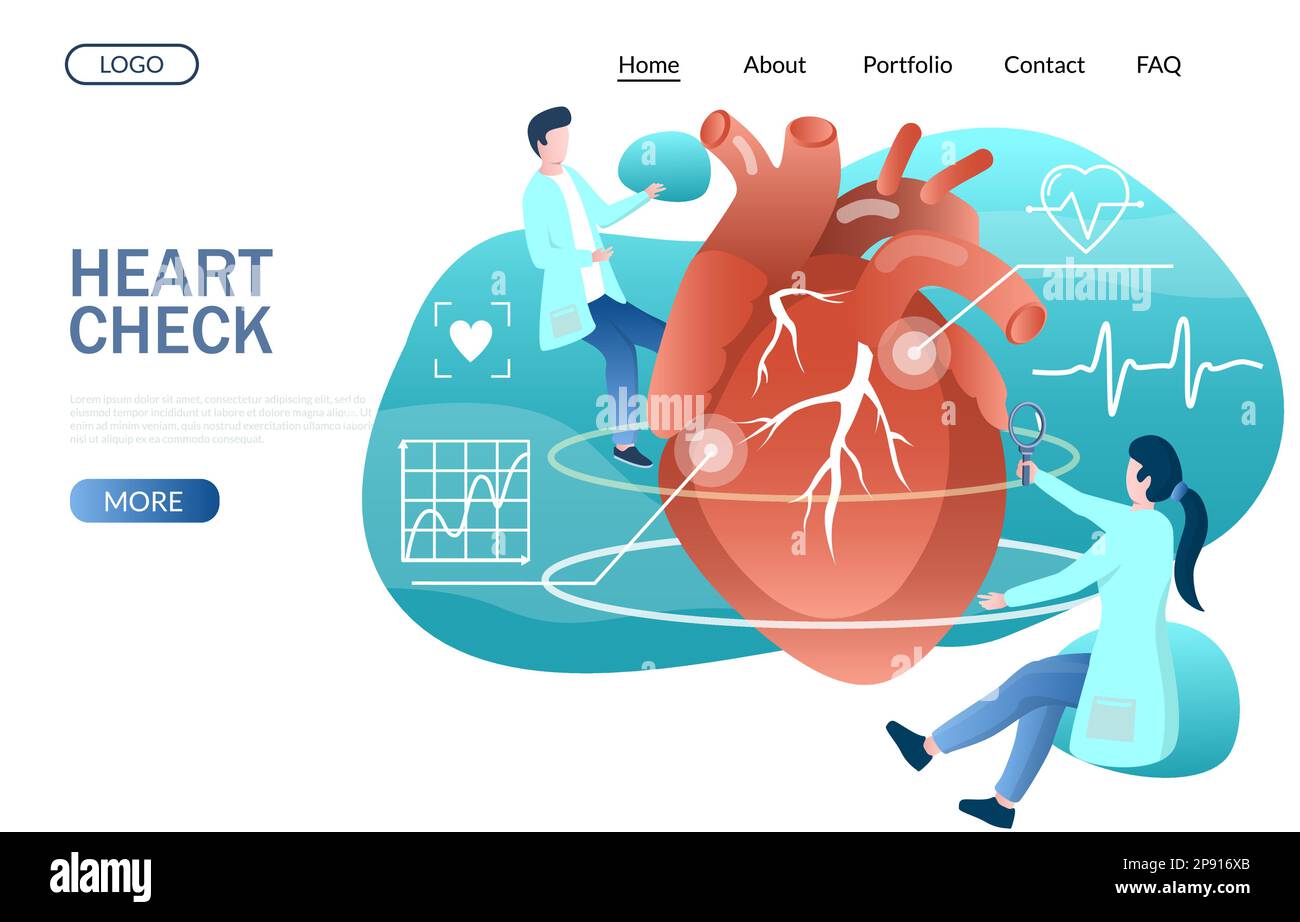Heart check vector website landing page design template Stock Vector ...