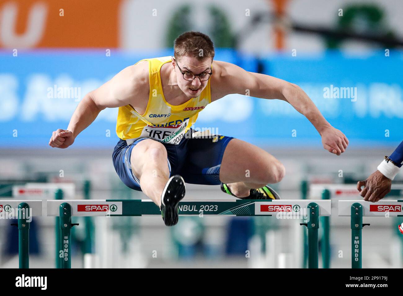 Istanbul, Turkey, 4 March 2023. Max Hrelja of Sweden competes in 60m ...