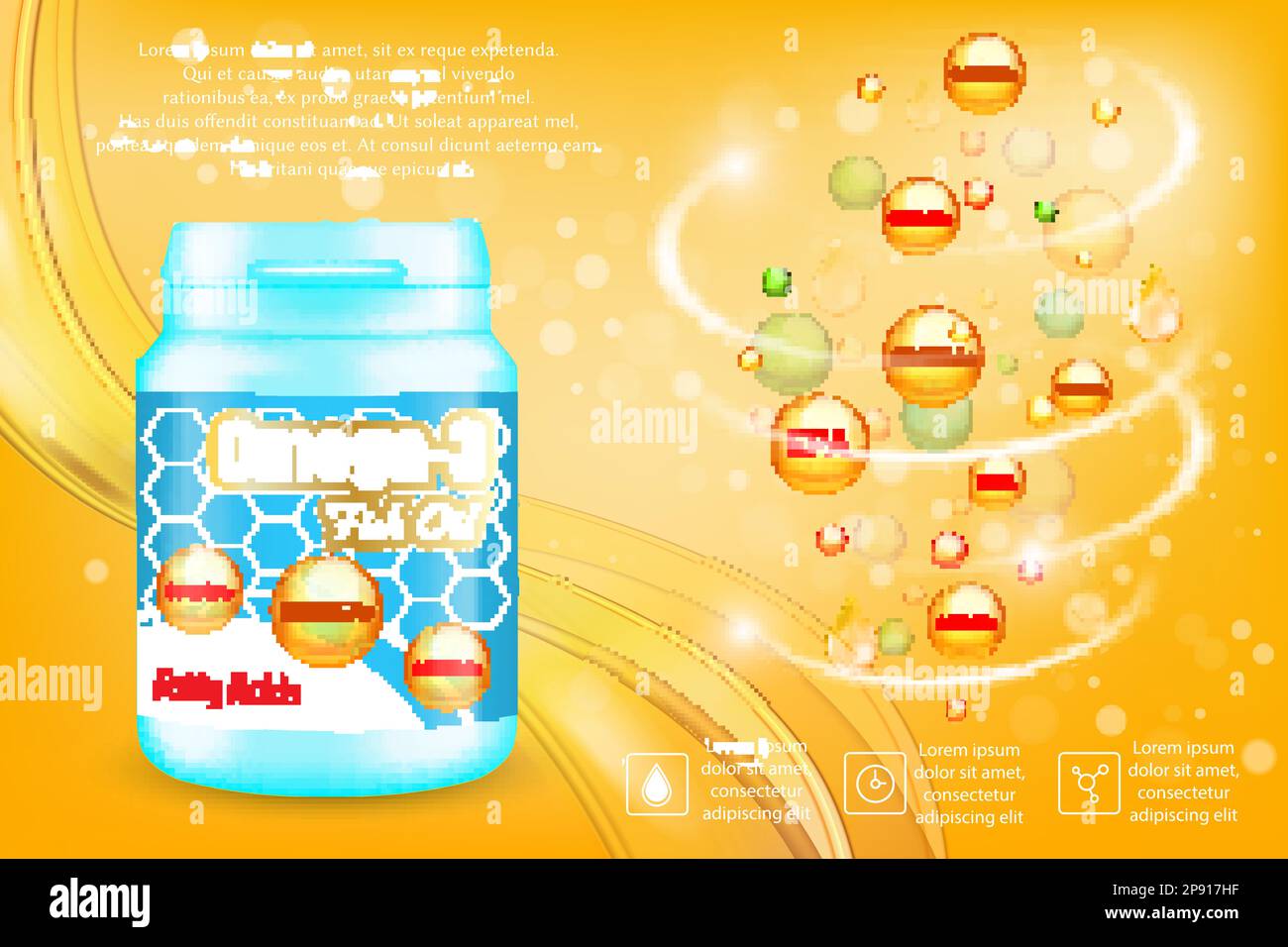 Omega-3 fatty acids advertising vector poster banner template Stock ...