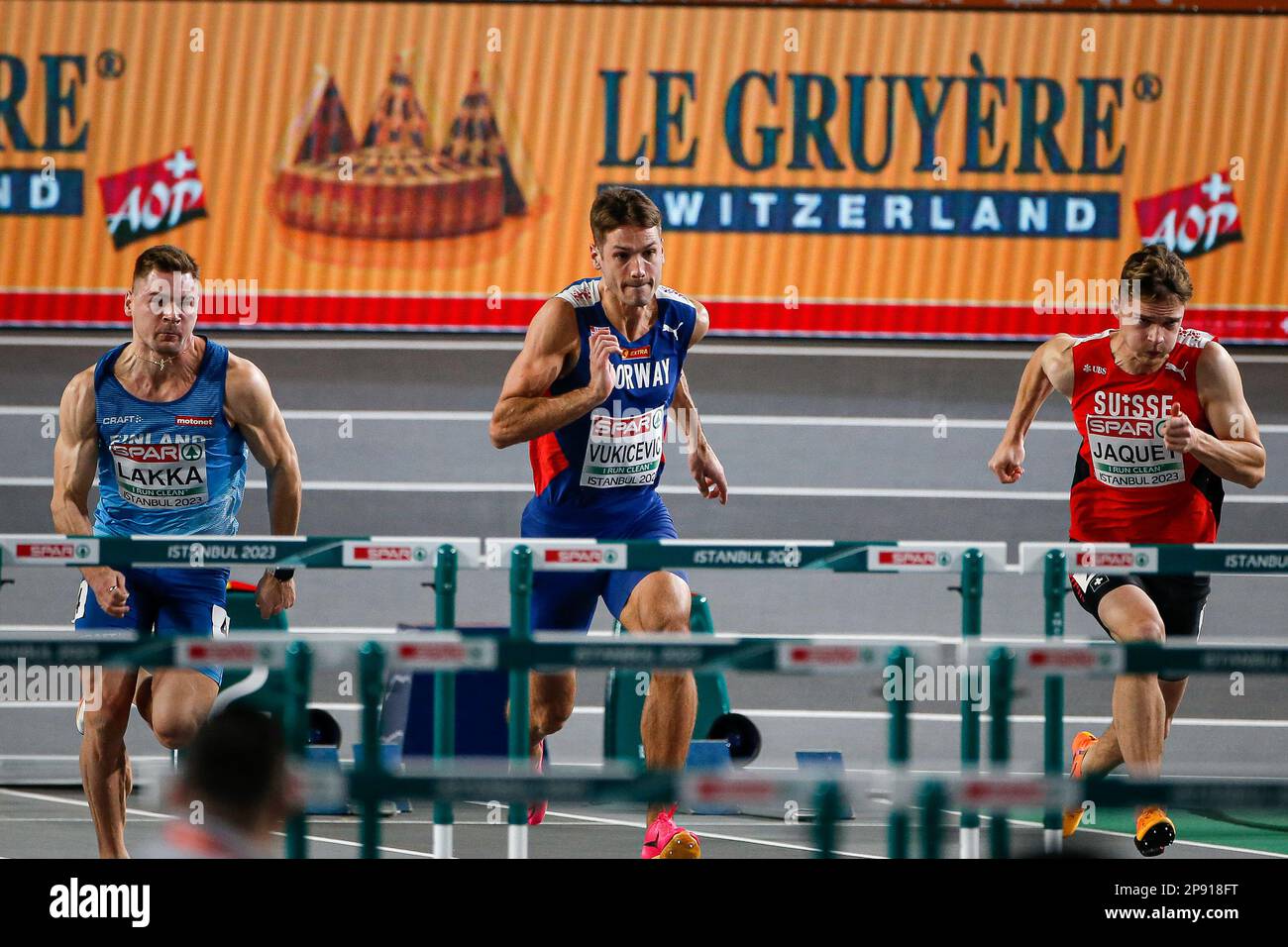 Istanbul, Turkey, 4 March 2023. Elmo Lkka of Finland, Vladimir Vukicevic of Norway, Mathieu ...