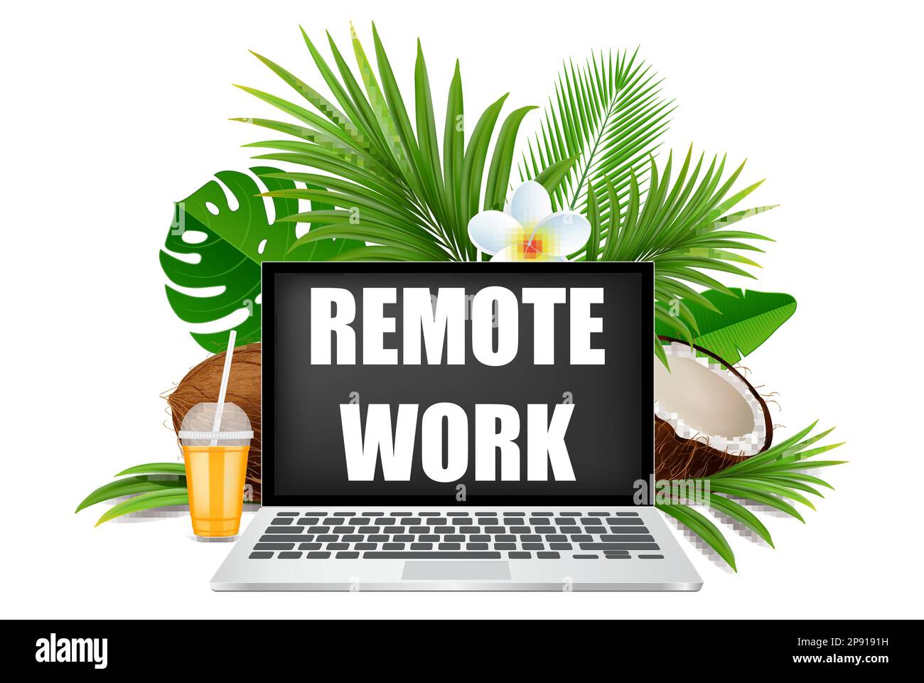 Beach remote work concept vector realistic illustration Stock Vector ...