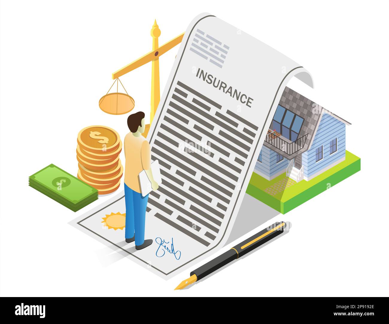 House insurance concept vector flat isometric illustration Stock Vector ...