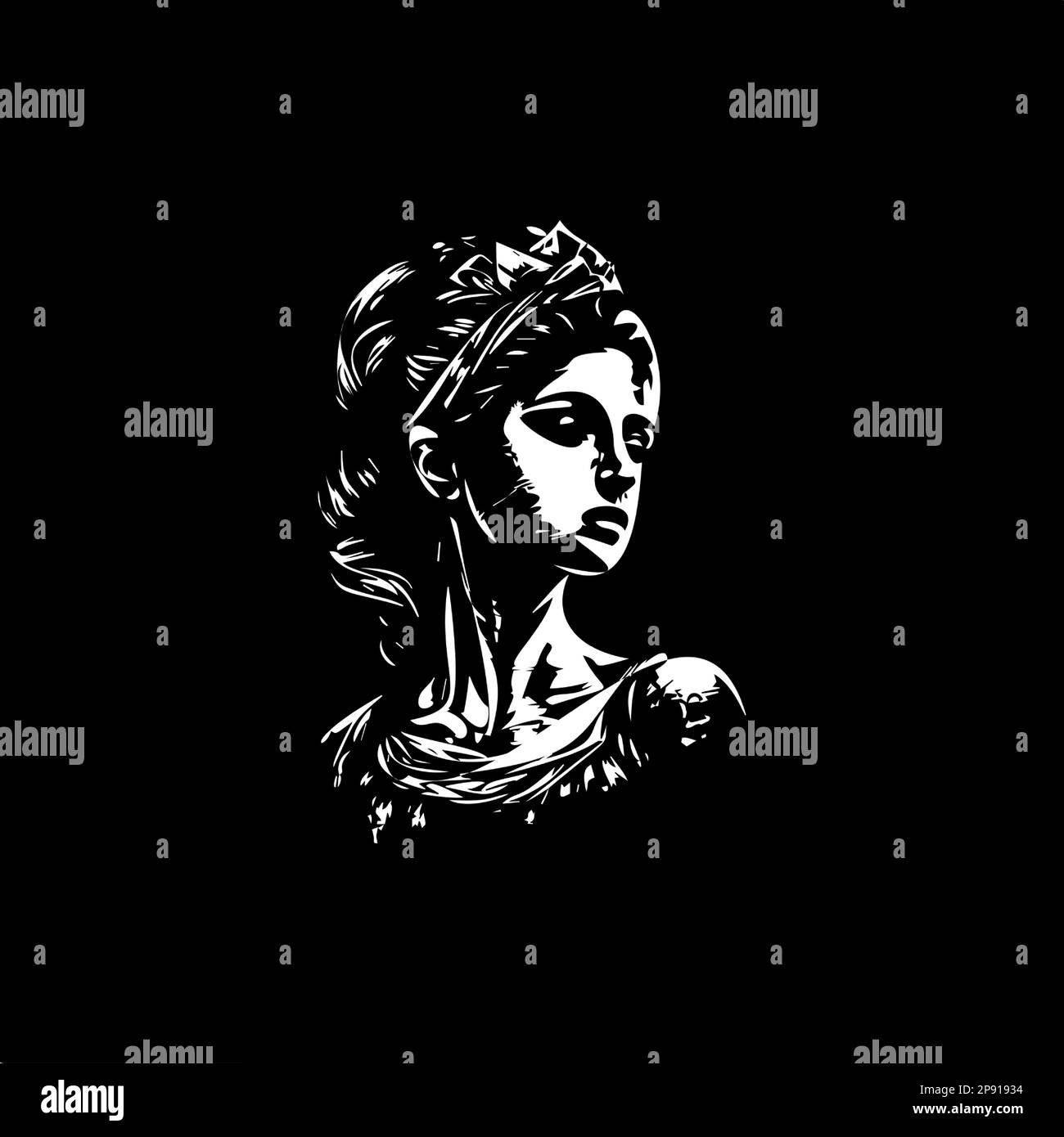 Renaissance girl statue bust dotwork tattoo with dots shading, depth ...