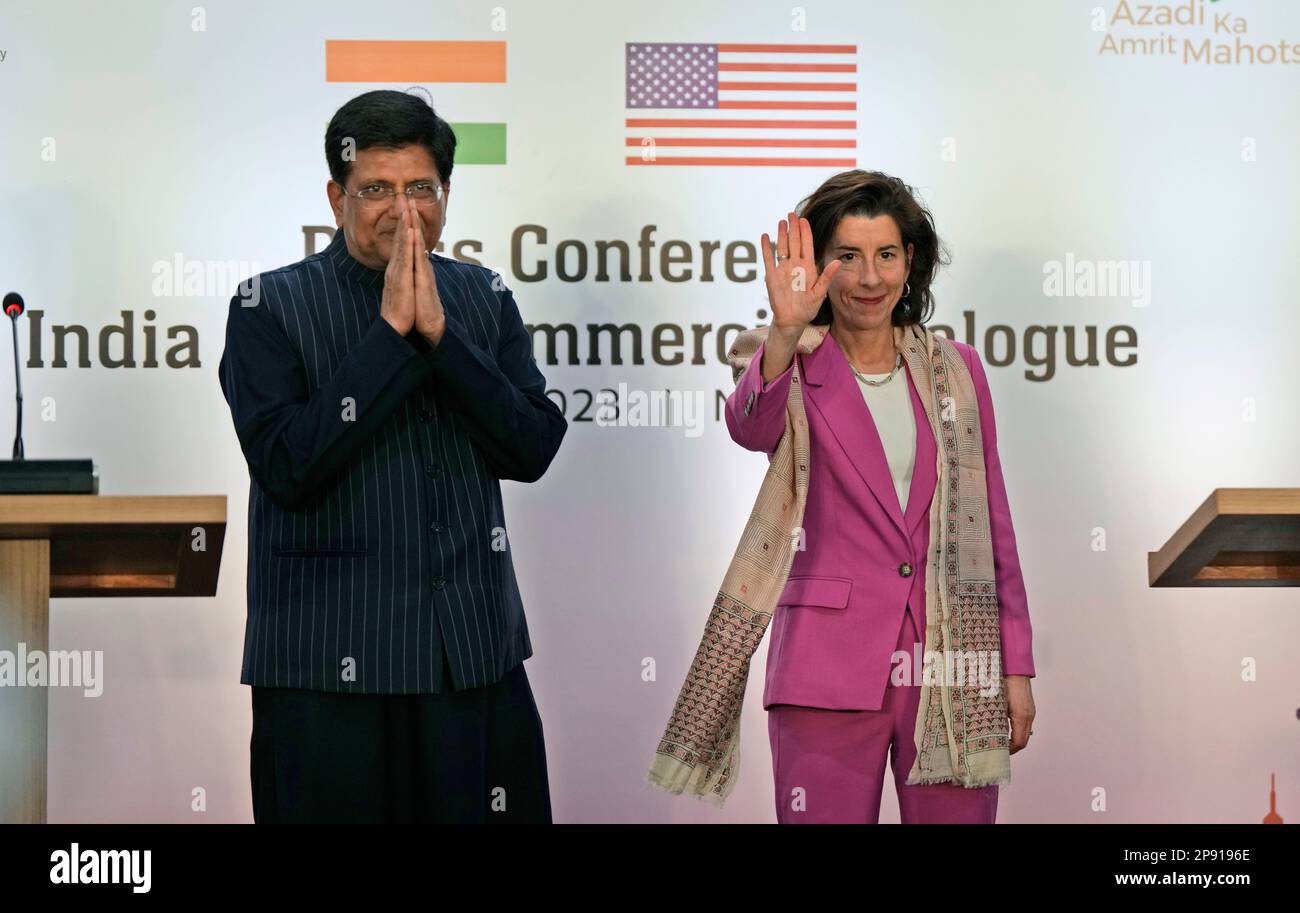 US Commerce Secretary Gina Raimondo, with Indian commerce minister ...