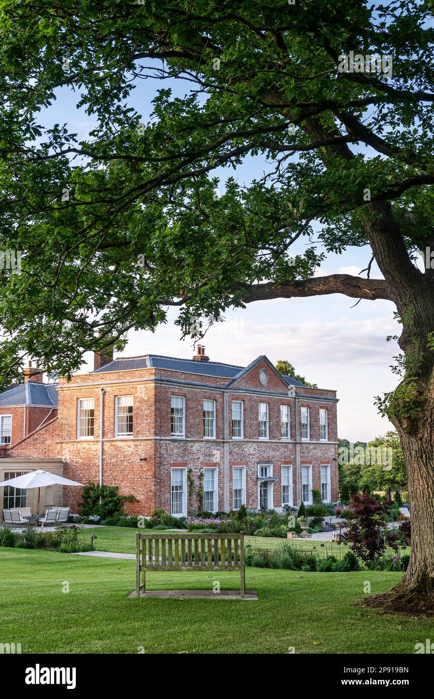 Brick facade and terrace of 18th century Grade II listed Suffolk ...