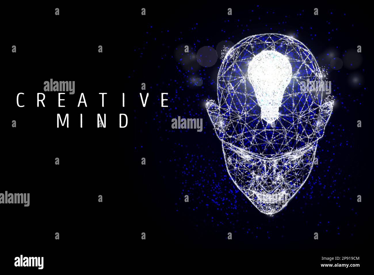 Creative mind poster, banner template, vector polygonal art style ...