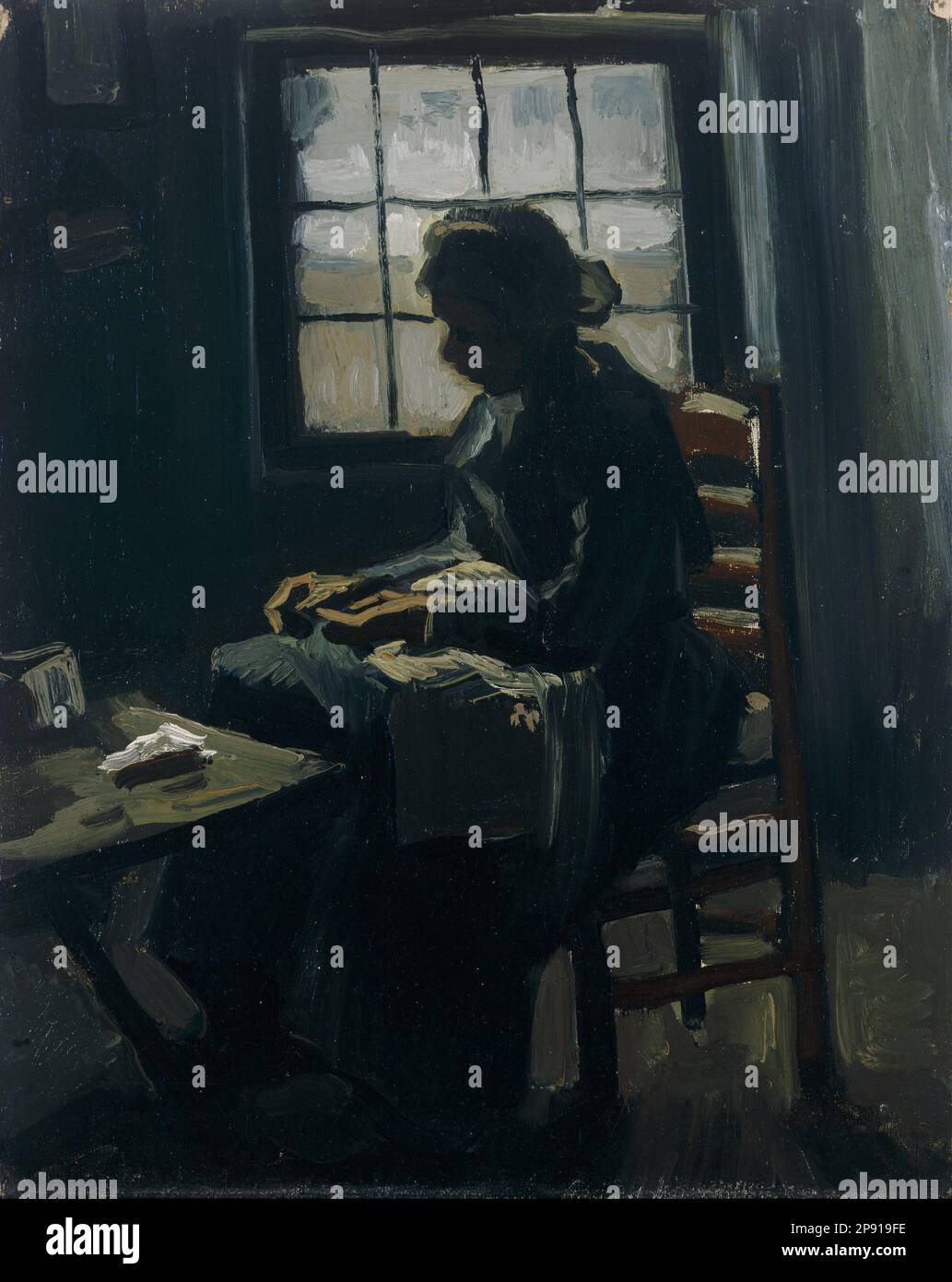Woman sewing (March 1885 - April 1885) by Vincent van Gogh Stock Photo ...
