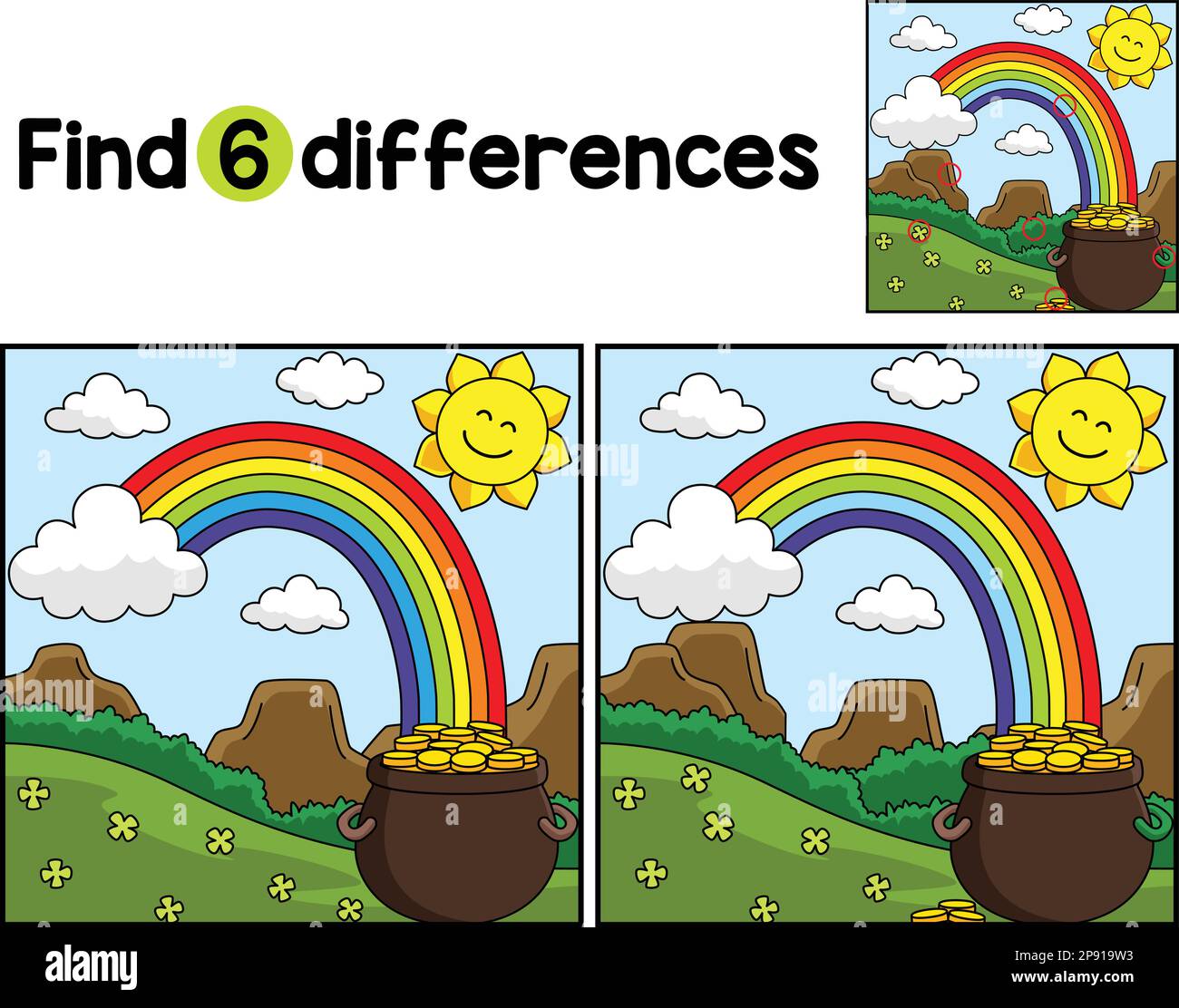 St. Patricks Day Rainbow Find The Differences Stock Vector Image & Art ...
