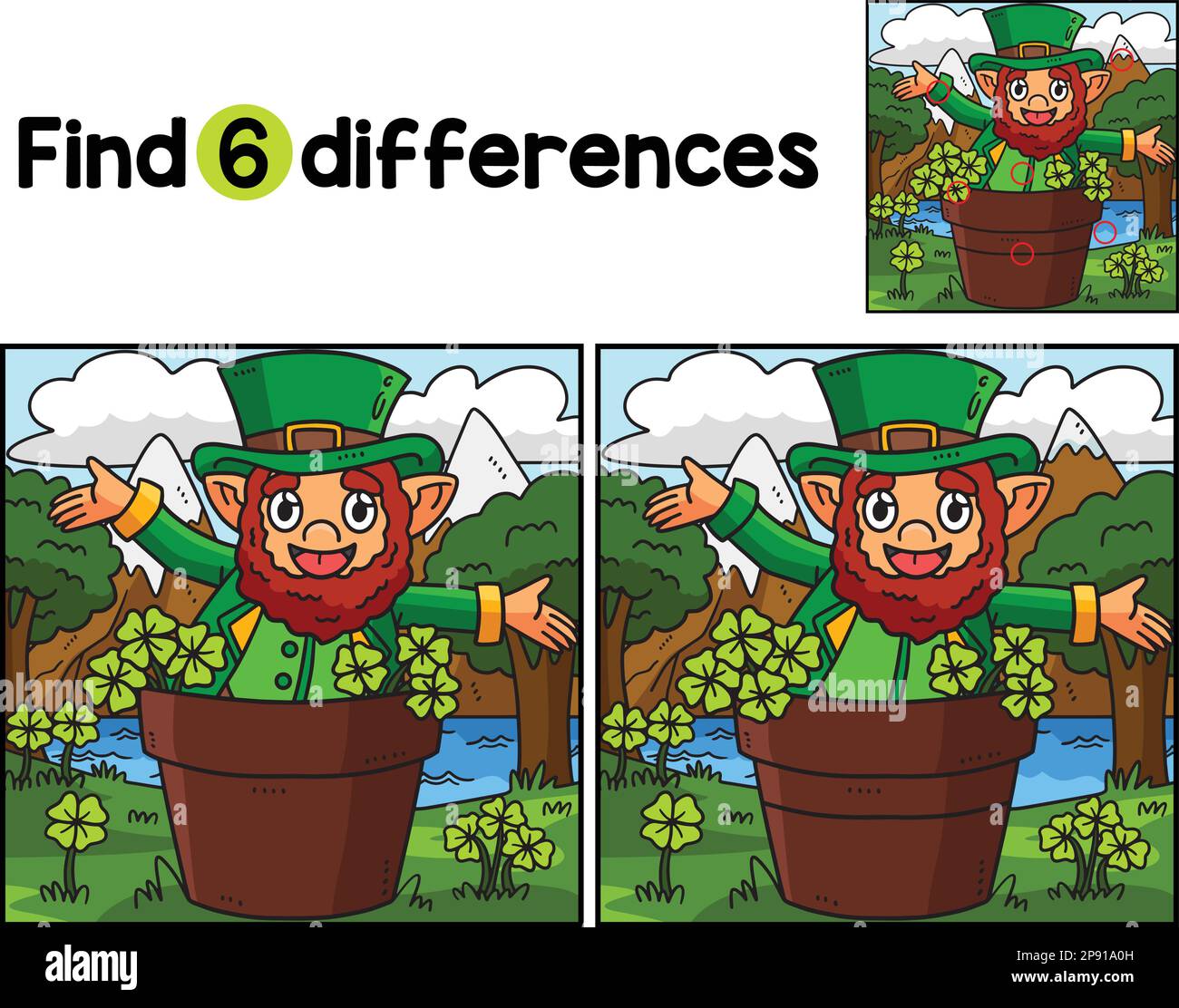 Saint Patricks Day Leprechaun Find The Differences Stock Vector Image ...