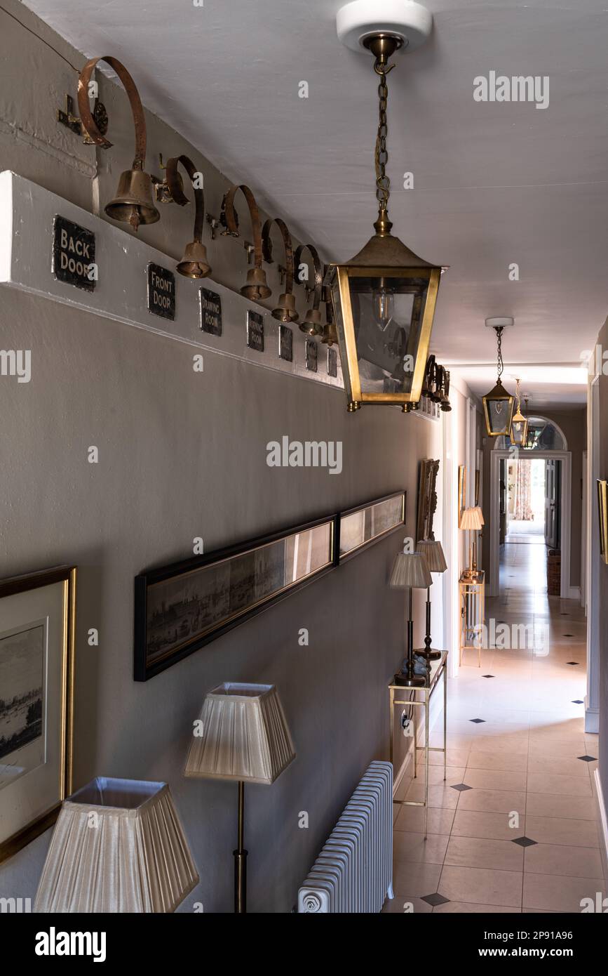 Original servant bells in hallway with lanterns in 18th century Grade ...