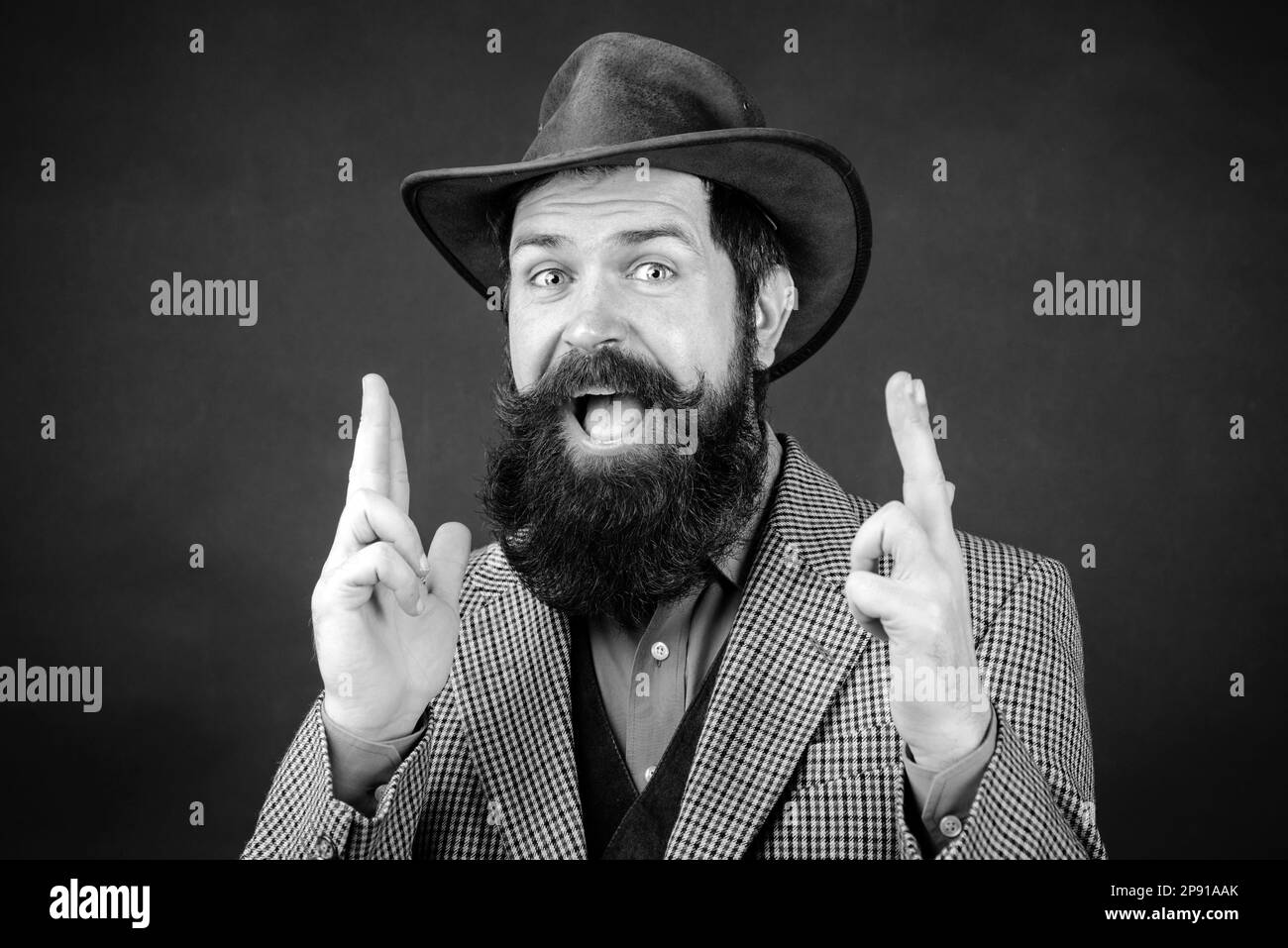 Hipster self confident man wearing retro style suit and hat. Cool ...