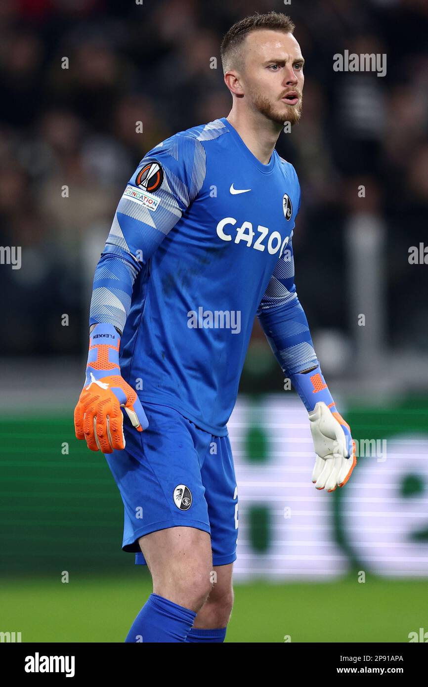 Mark Flekken of Sc Freiburg looks on during the Uefa Europa League ...