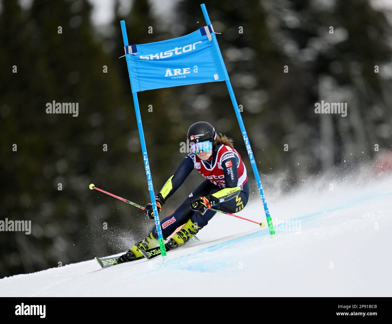 YEAR 20230310 Lisa Nyberg, Sweden, during the first run in the giant ...