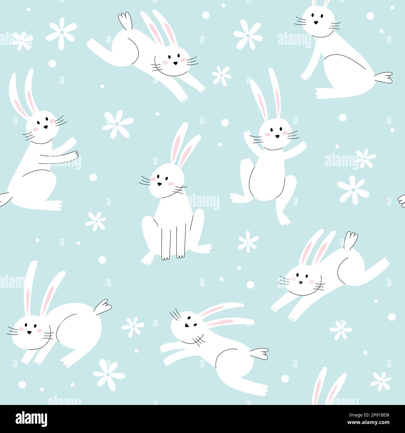 Easter bunny trendy pattern. Minimalist holiday characters, cute ...