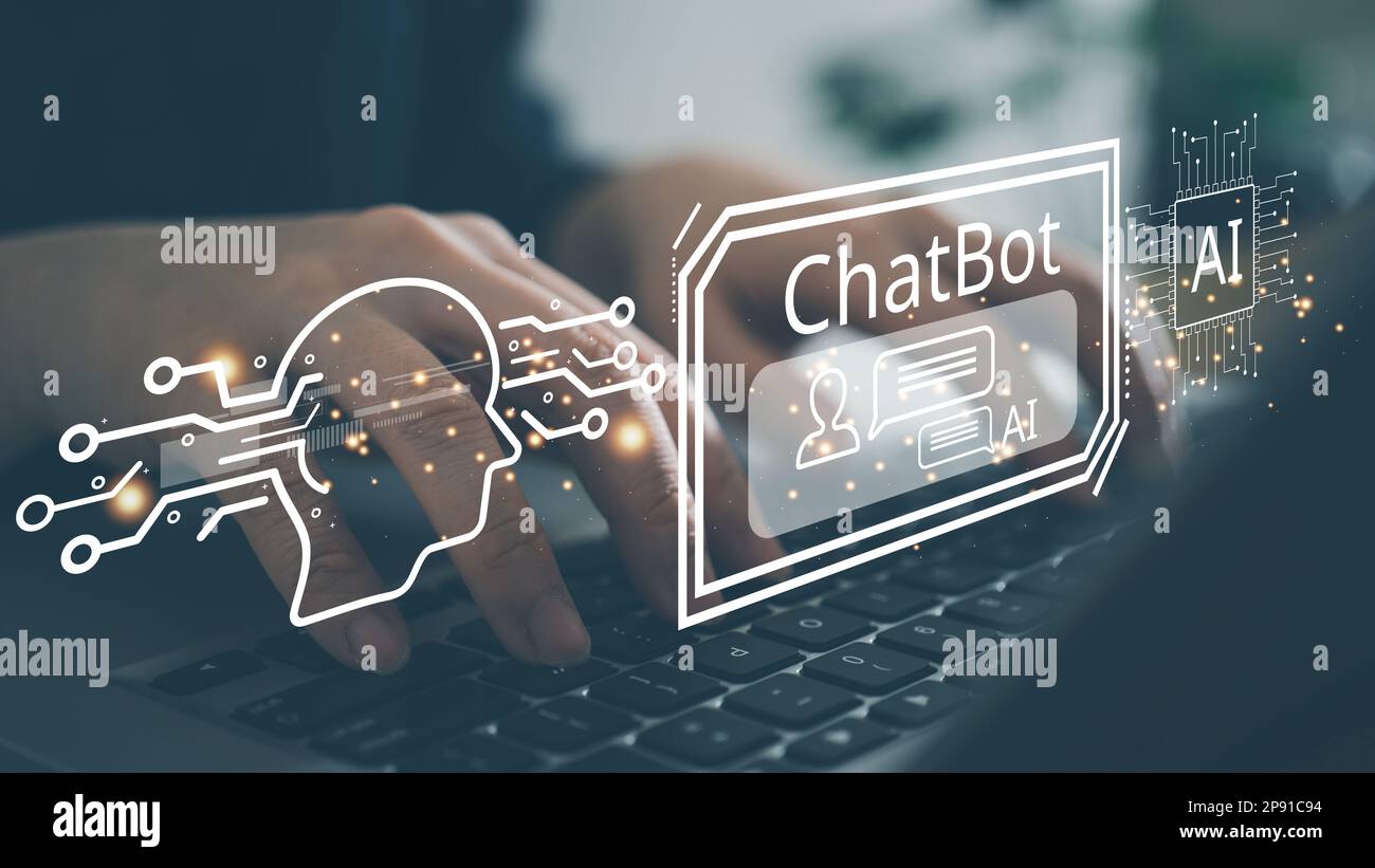 Concept of technology and business AI Chat bot ChatBot, global internet ...