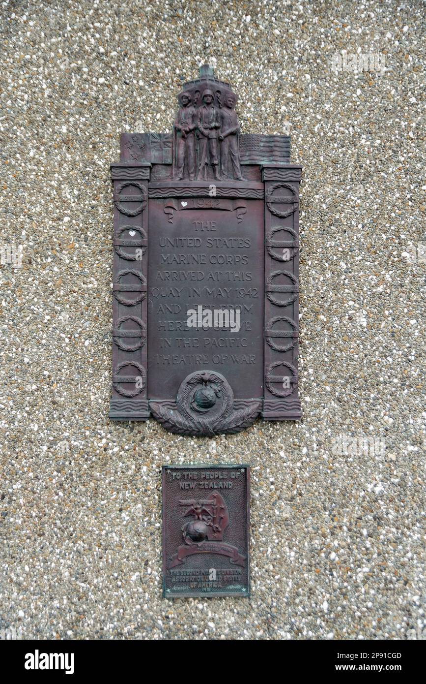 United States Marine Corps wartime memorial plaque on memorial wall on ...