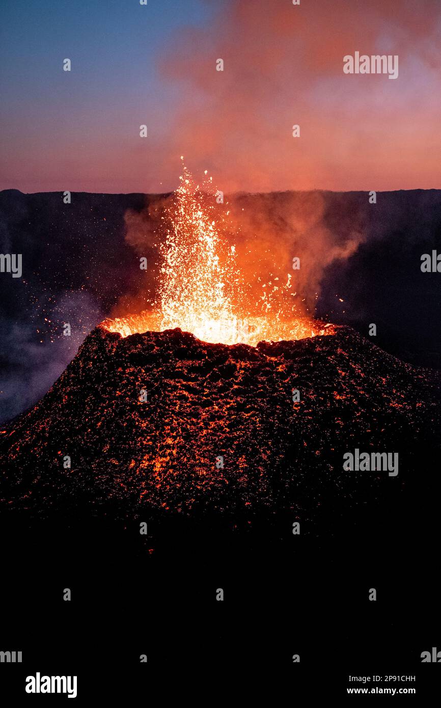 Volcano Eruption A Volcano Exploding And Erupting Hot Lava Into The