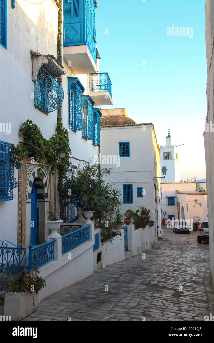 White-blue city of Sidi Bou Said, Tunisia, North Africa Stock Photo - Alamy