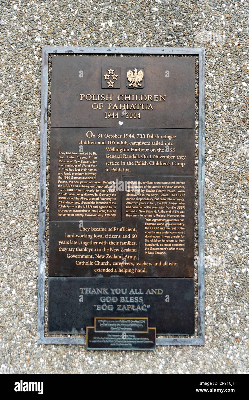 Polish children of Pahiatua memorial plaque on memorial wall on ...