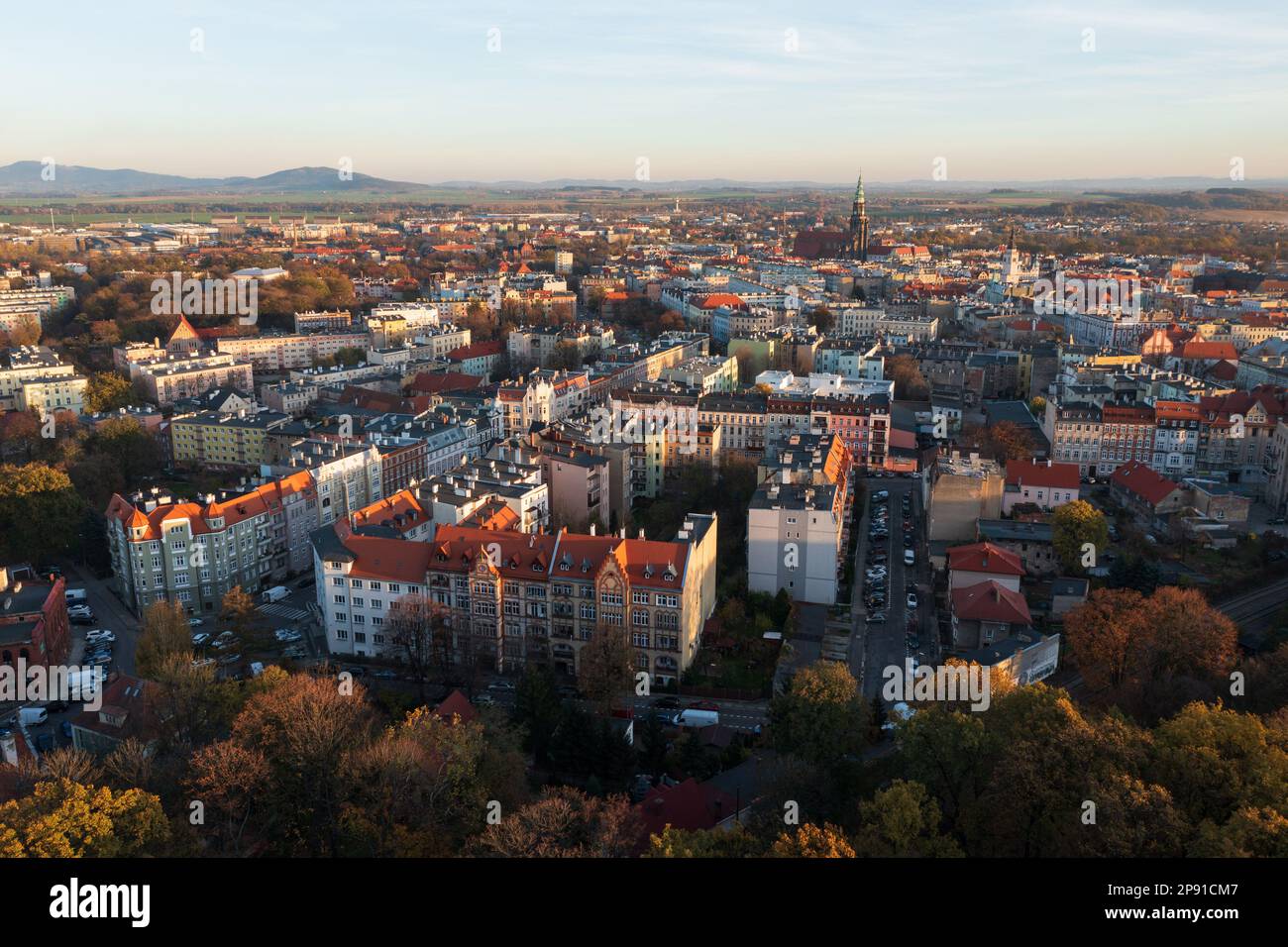 Świdnica, Poland : Aerial view of Swidnica town, a city in south ...