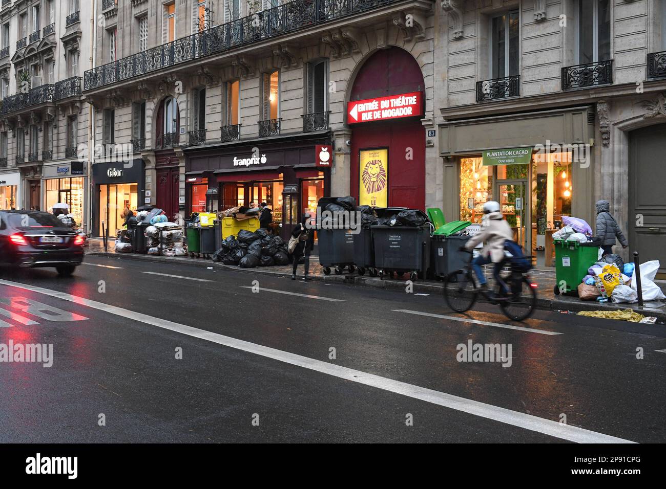 Paris, France. 09th Mar, 2023. Uncollected trash cans in the streets of ...