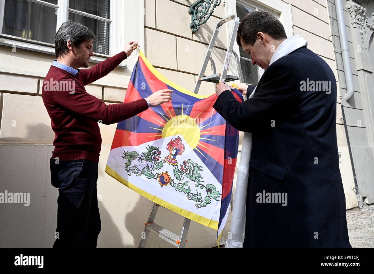 Prague, Czech Republic. 10th Mar, 2023. Hoisting Tibetan flag in joining the national campaign ...