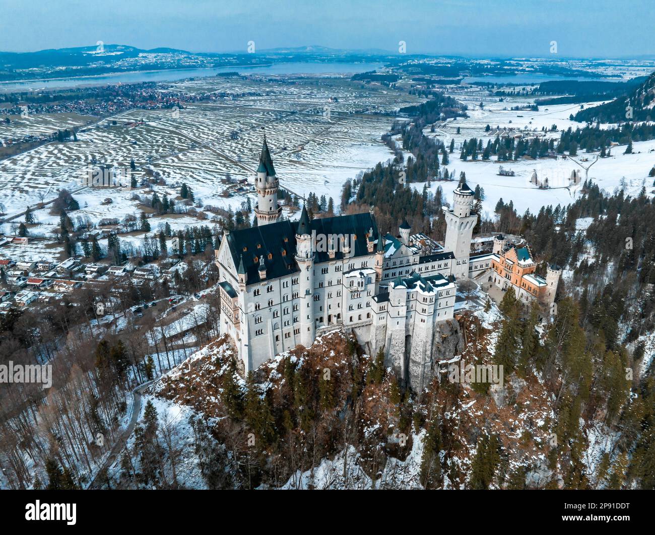Amazing aerial view neuschwanstein castle hi-res stock photography and ...