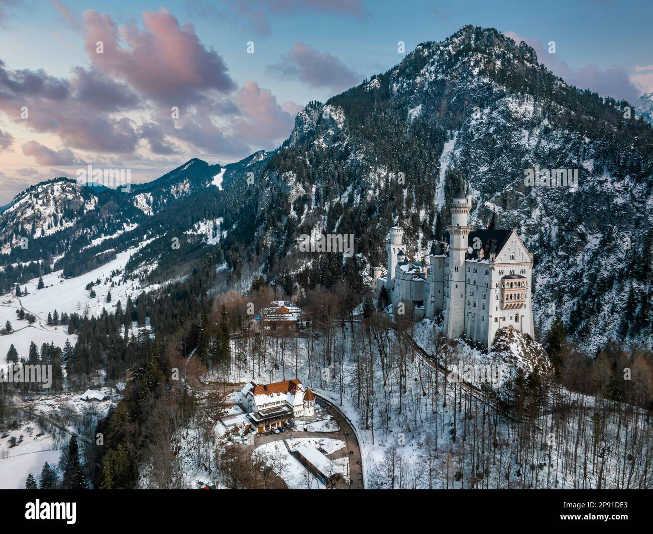 Aerial view neuschwanstein castle on hi-res stock photography and ...