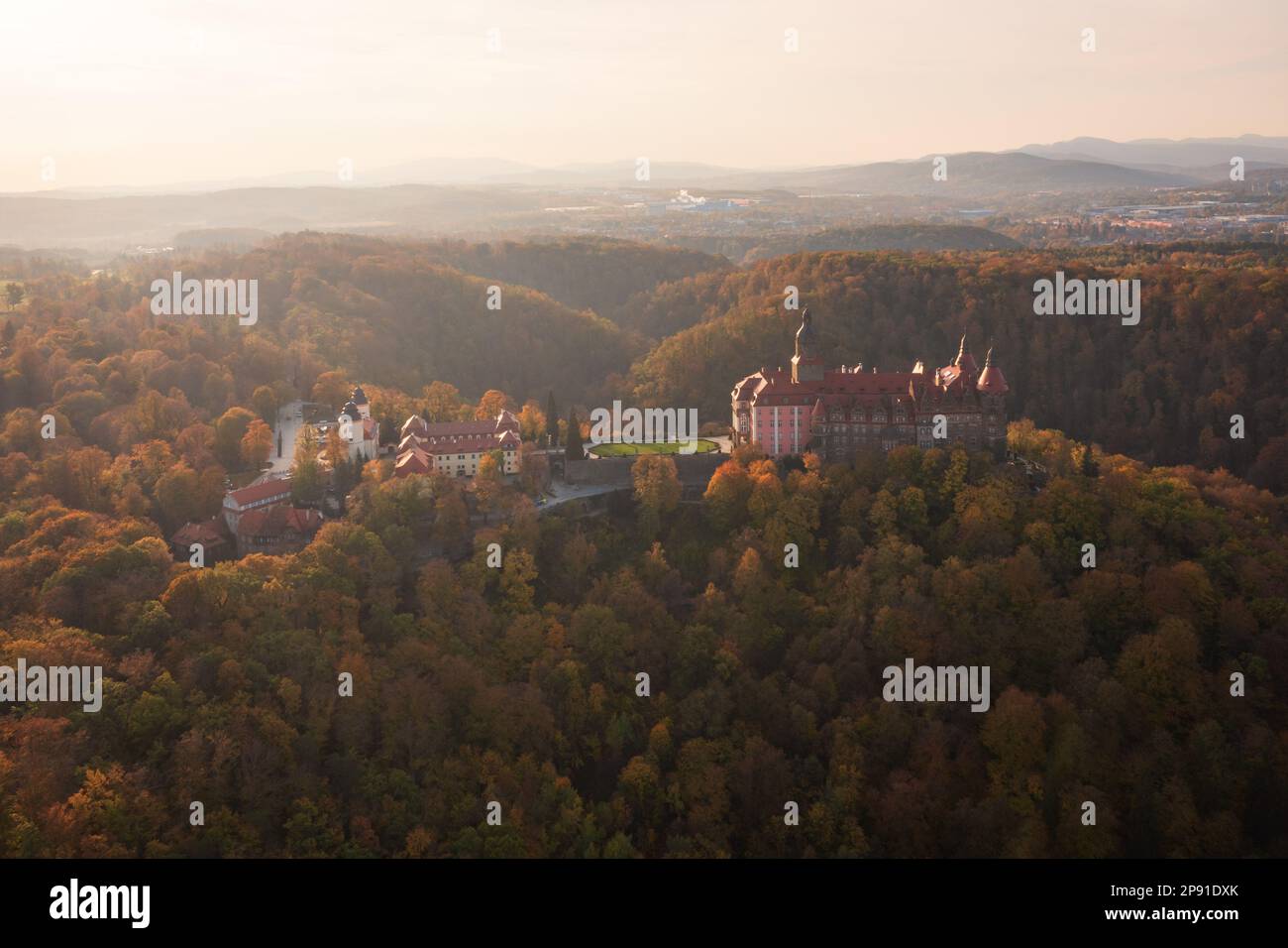 Aerial View of Książ Castle near Wałbrzych, Poland - A Majestic Royal ...