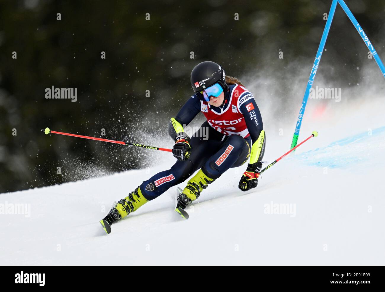 YEAR 20230310 Lisa Nyberg, Sweden, during the first run in the giant ...