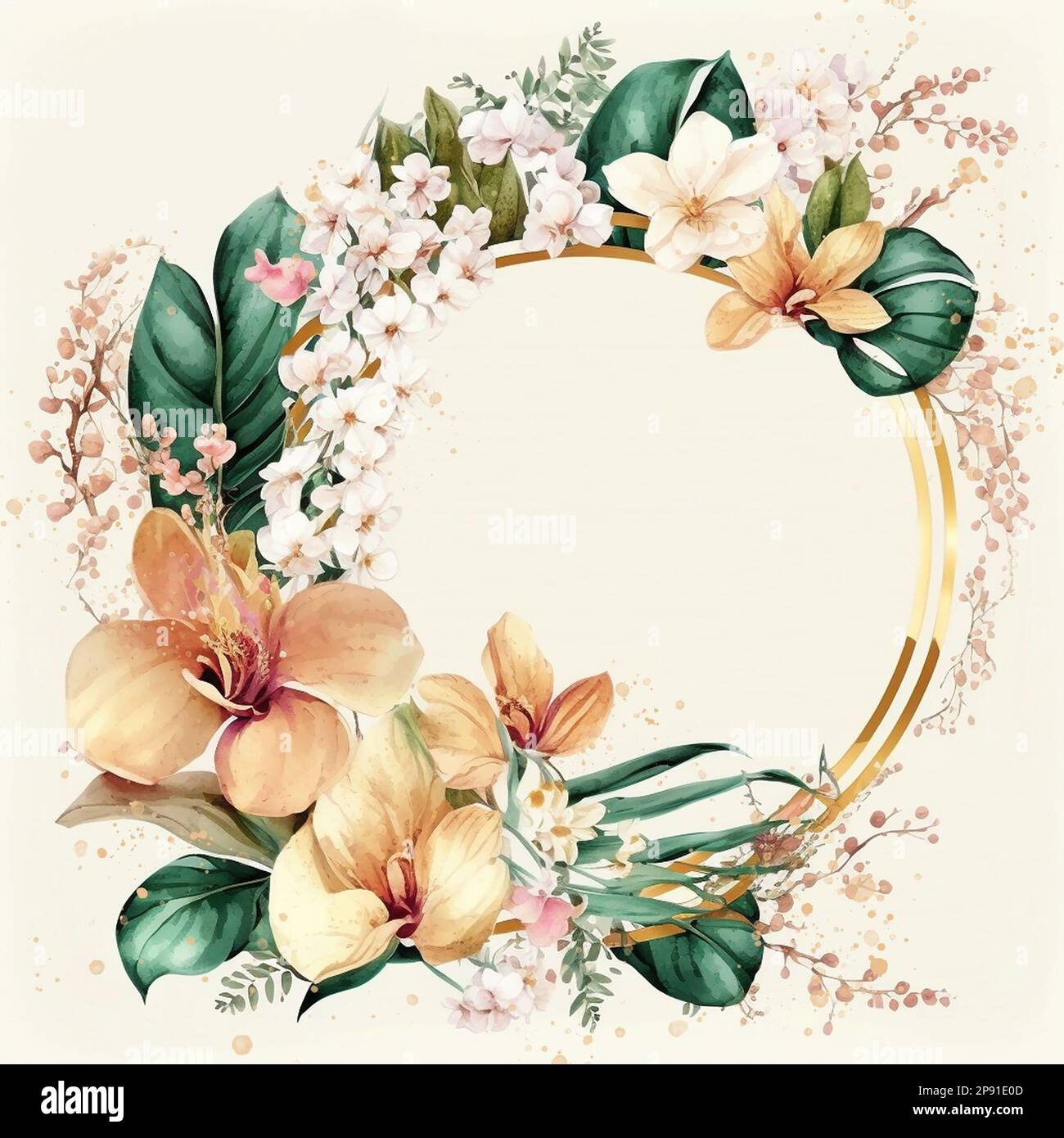Watercolor round frame hi-res stock photography and images - Alamy