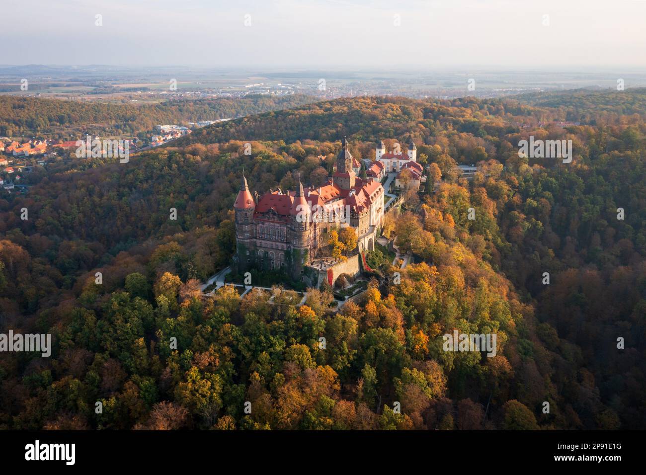 Aerial View of Książ Castle near Wałbrzych, Poland - A Majestic Royal ...