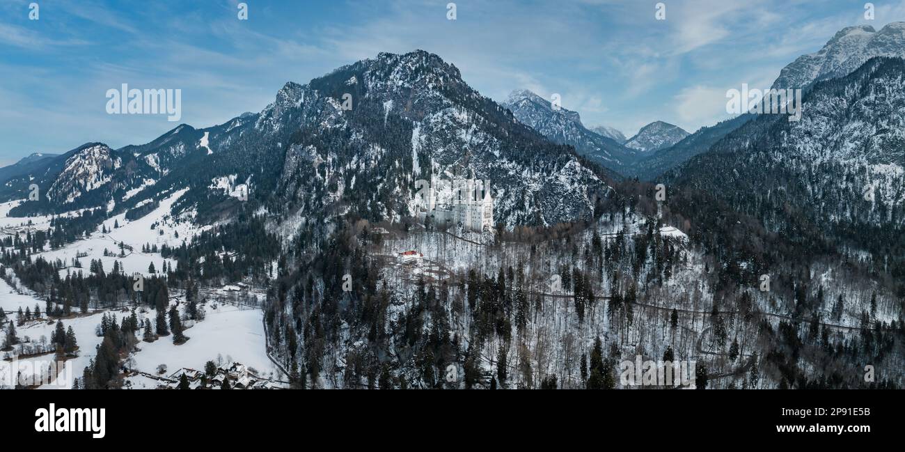 Amazing aerial view neuschwanstein castle hi-res stock photography and ...