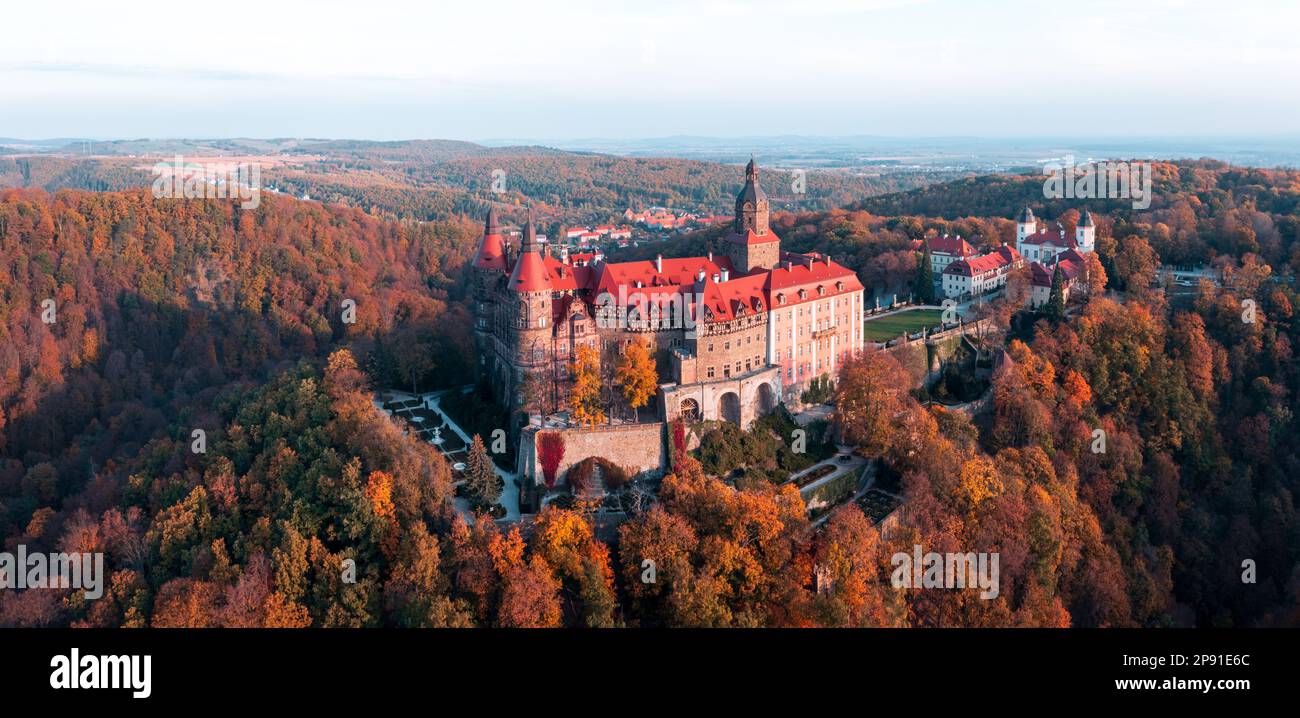 Aerial View of Książ Castle near Wałbrzych, Poland - A Majestic Royal ...