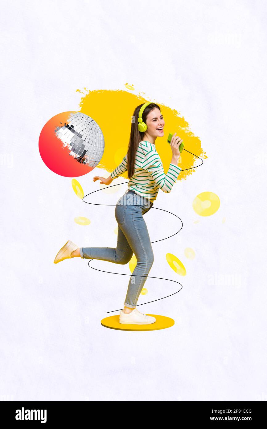 Photo sketch graphics collage artwork picture of smiling happy lady ...