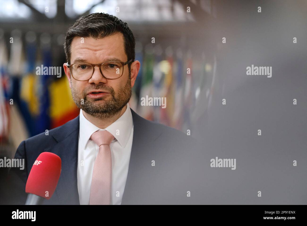 Brussels, Belgium. 10th Mar, 2023. Marco BUSCHMANN, Minister arrives ...