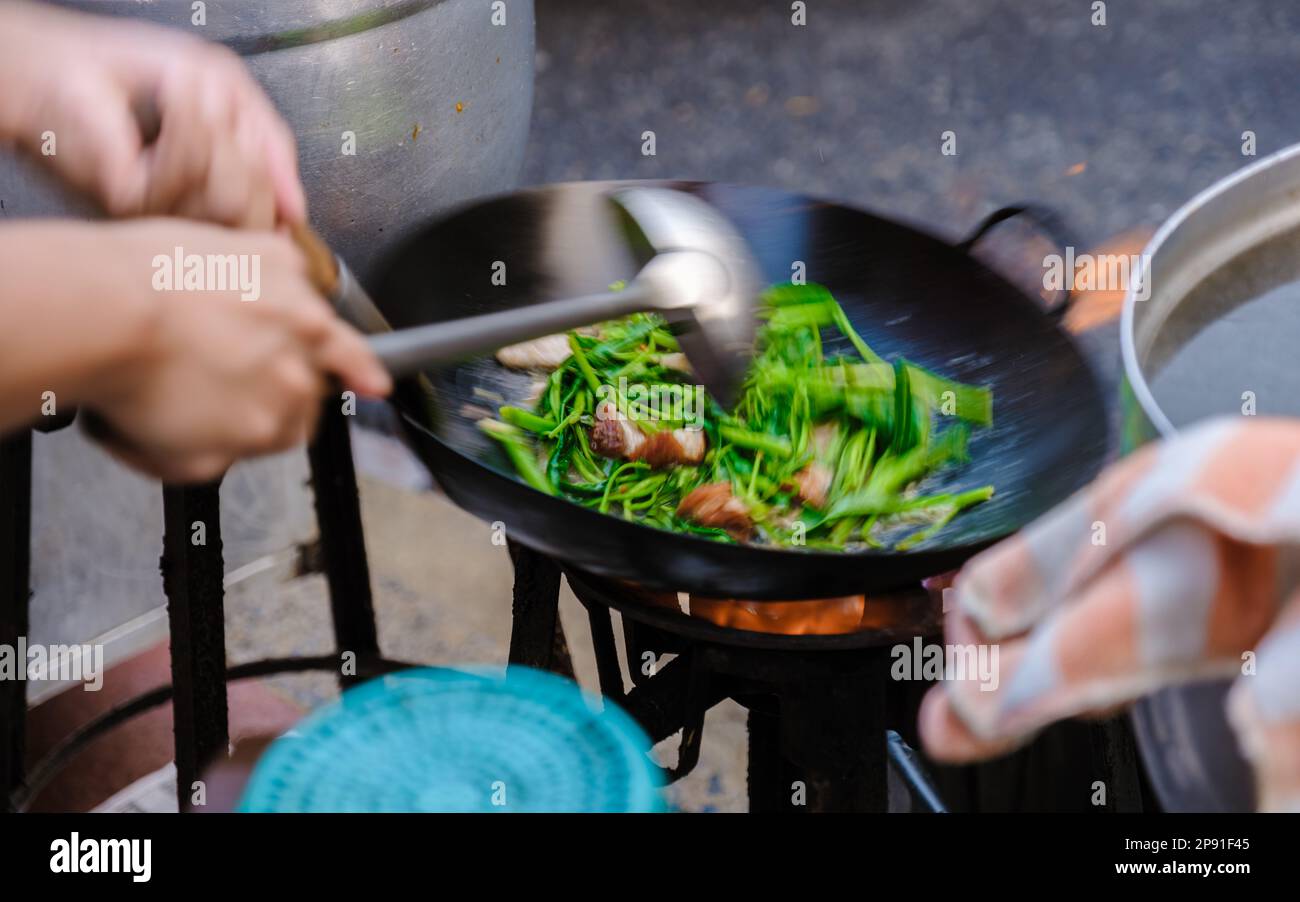 Bangkok Ratchawat Thailand people prepare Thai street food at a food ...
