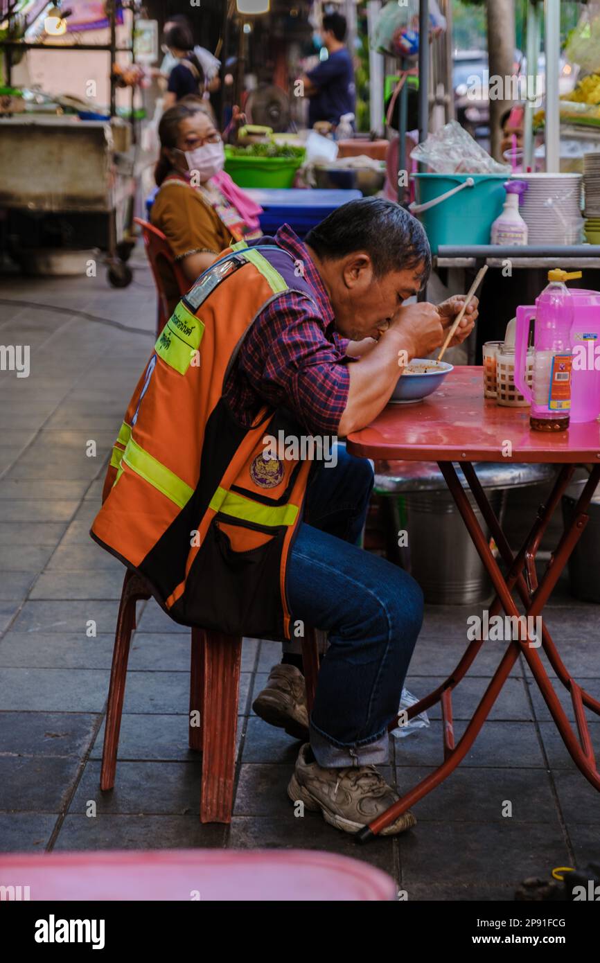 Bangkok Ratchawat Thailand people eating thai food in the evening at ...