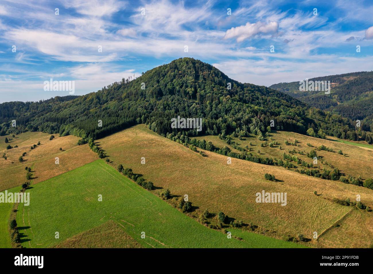 LowerSilesia, Poland - Aerial view of Sudety Wałbrzyskie Landscape Park ...