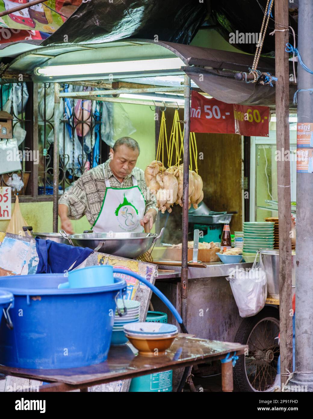 Bangkok Ratchawat Thailand people prepare Thai street food at a food ...