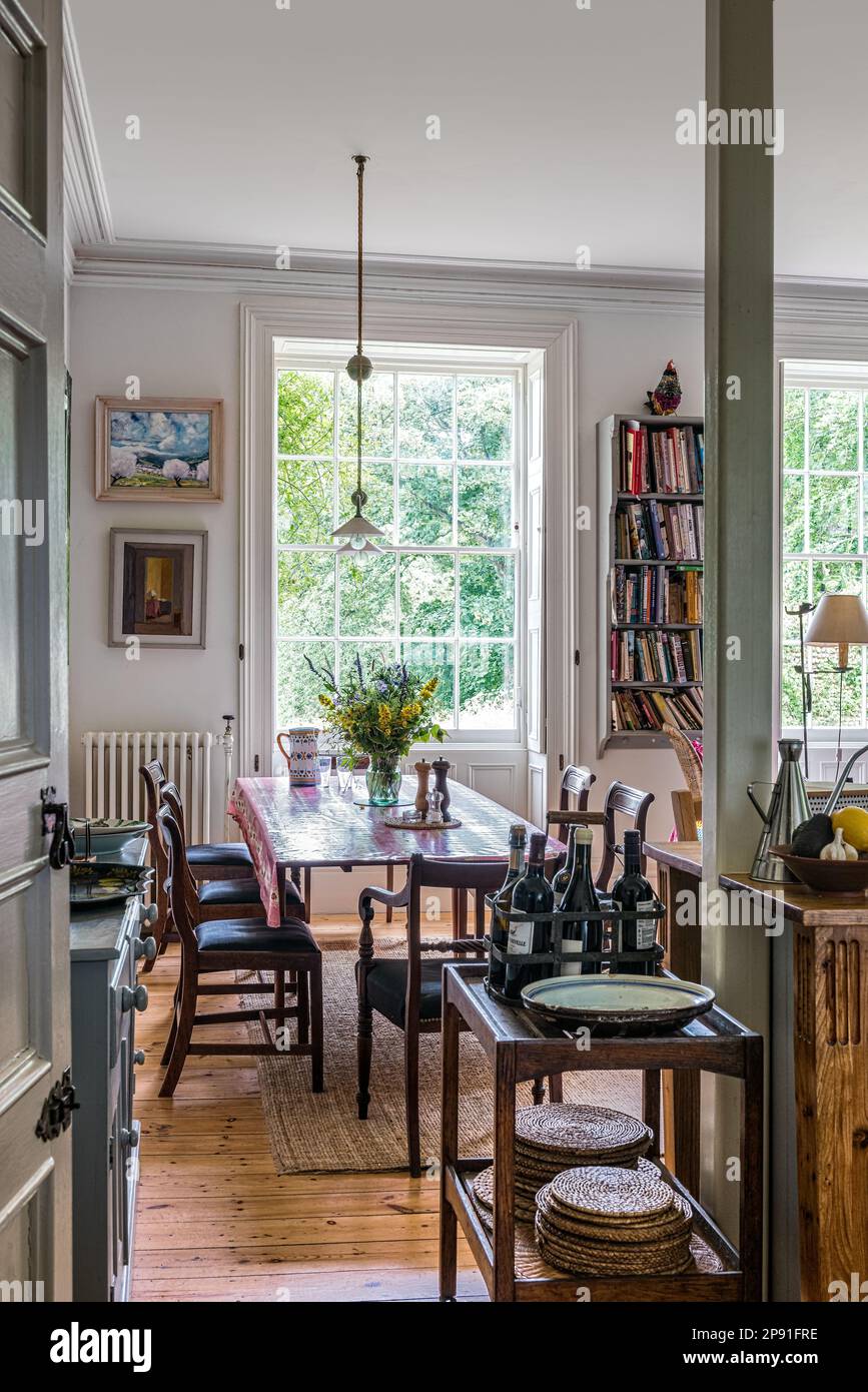 Double height windows in dining area in Wiveton Hall. 17th century ...