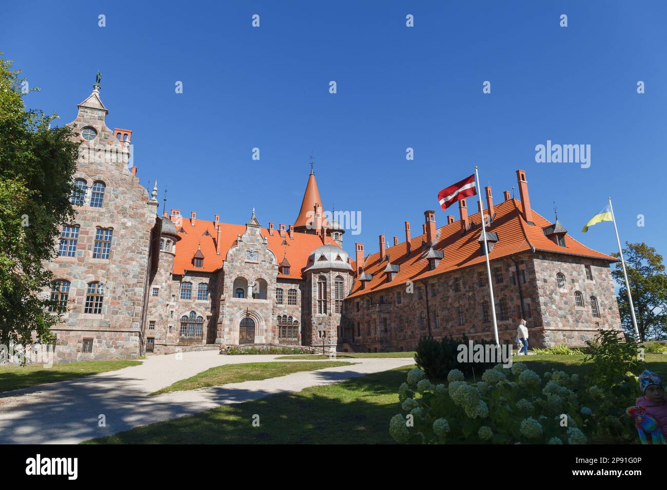 Cesvaine Palace. The old stone castle outside. An ancient building in ...