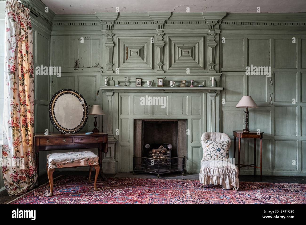 Classic simplicity of panelled bedroom in Wiveton Hall 17th century ...