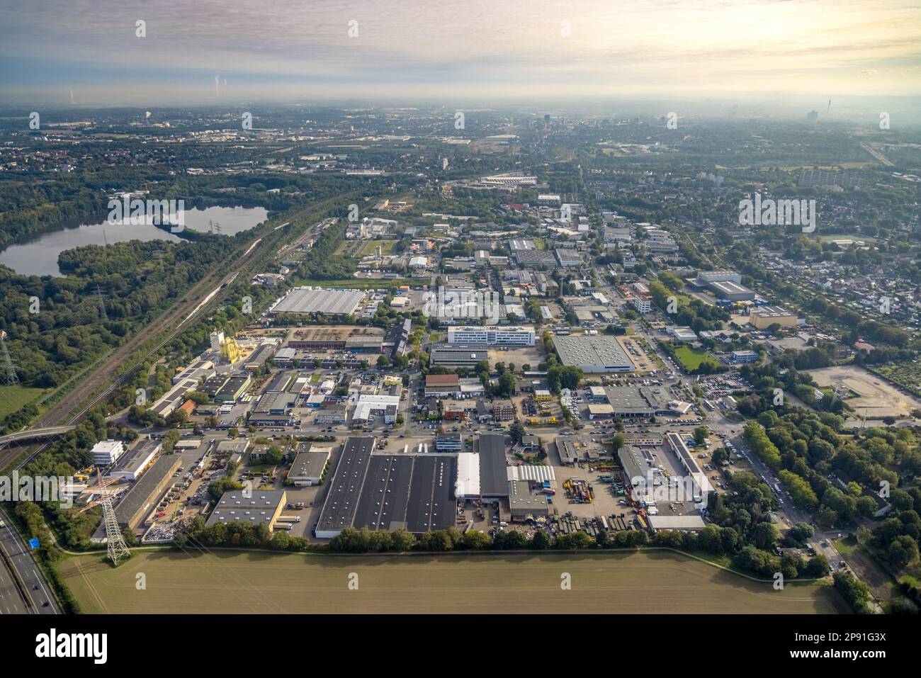 Aerial view, Dorstfeld industrial park at Martener Hellweg and lake ...