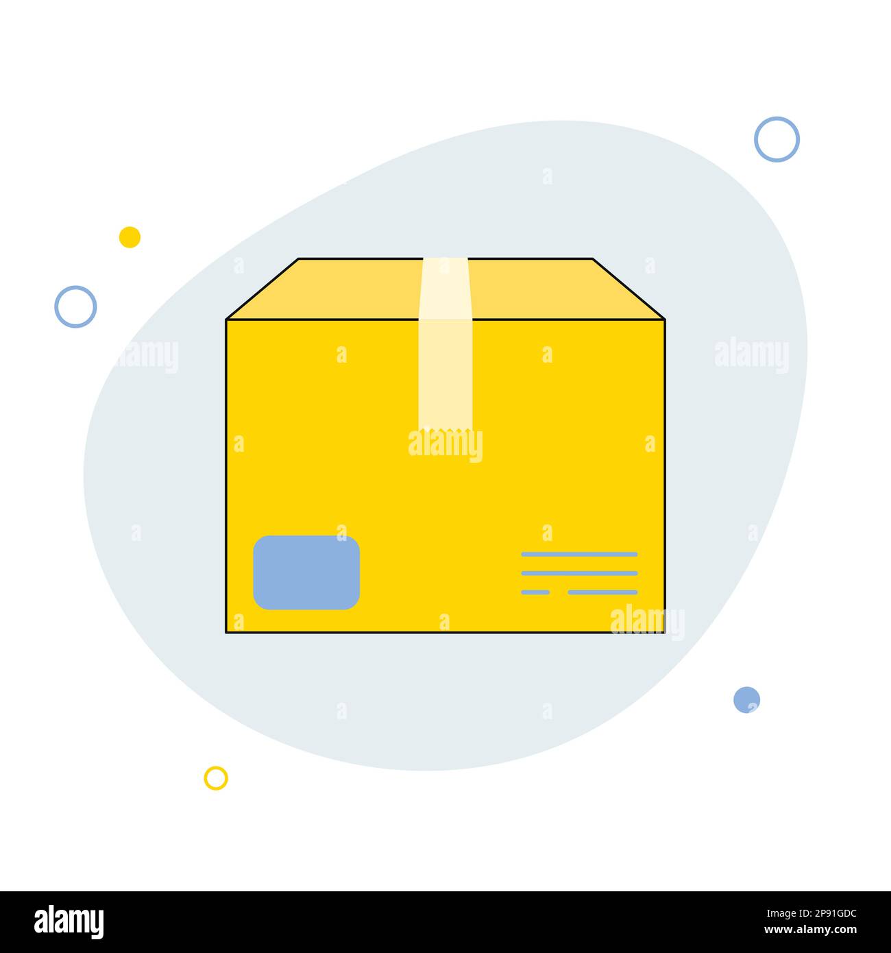 Cartoon style cardboard box or delivery package isolated. Minimal icon ...