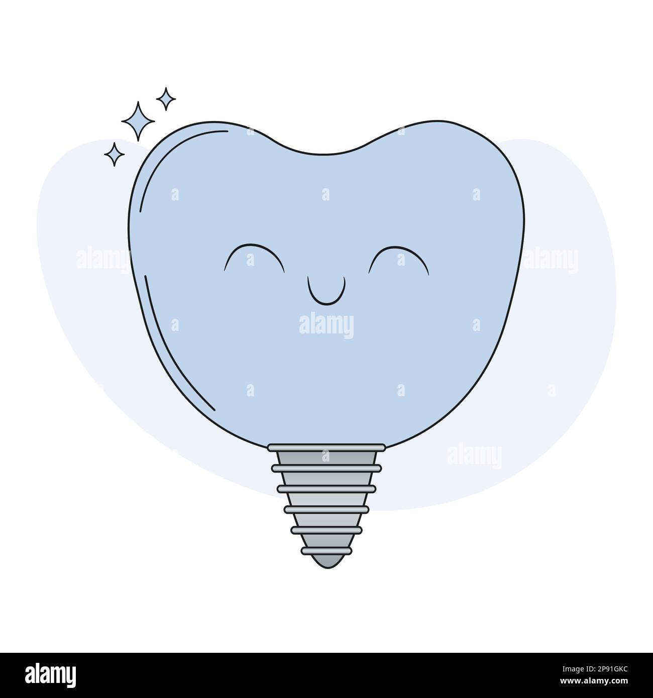 Happy healthy tooth implant. Tooth implant screw in gum. Concept of ...